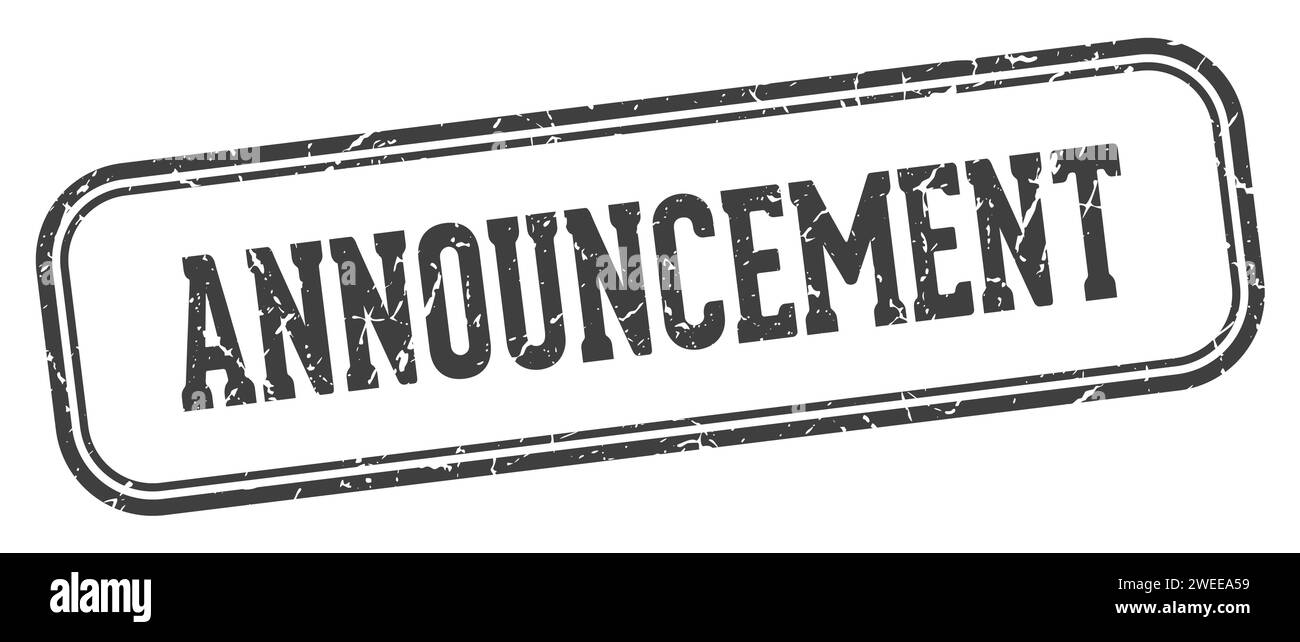 announcement stamp. announcement rectangular stamp isolated on white ...