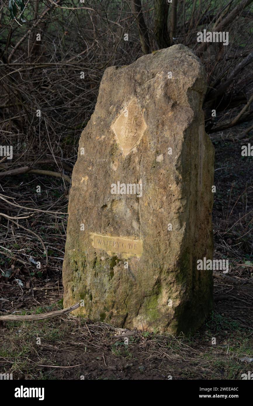 Watery Gate boundary stone erected for the Queen`s Diamond Jubilee 2012 ...