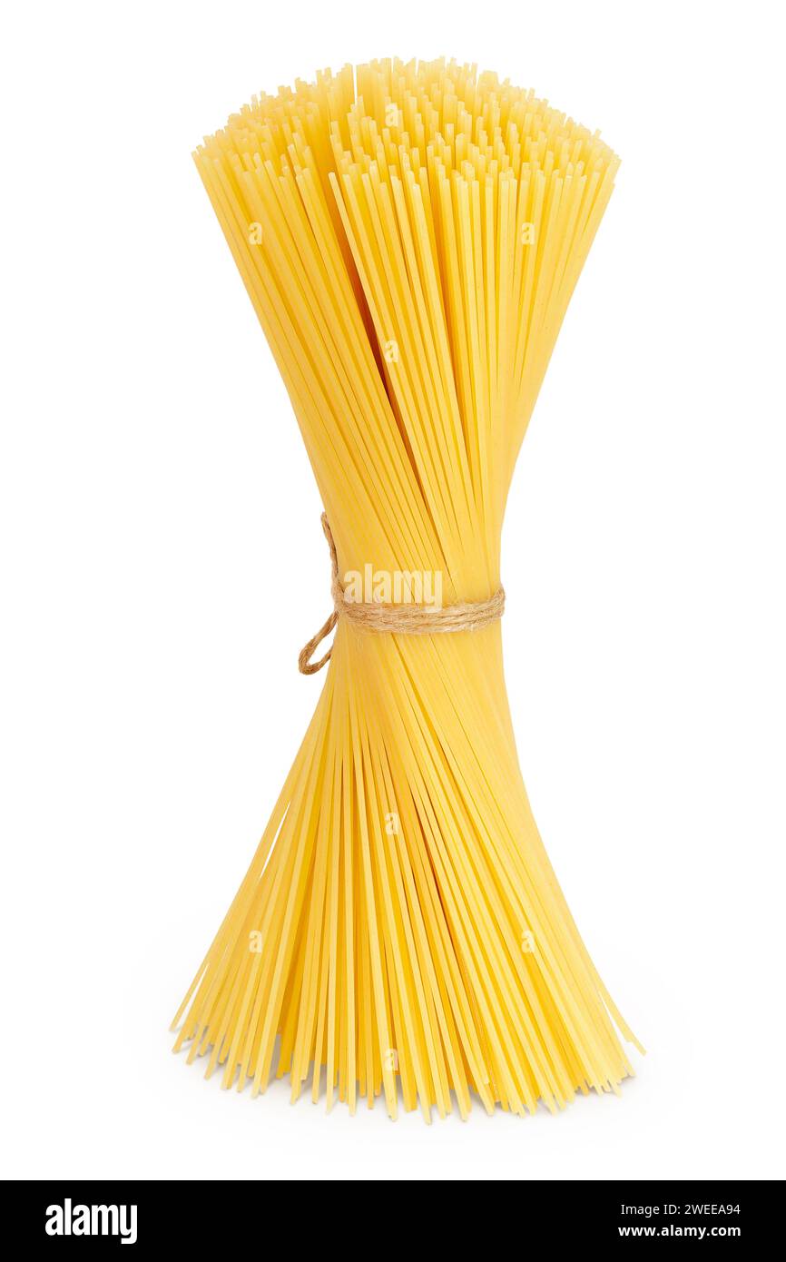 uncooked spaghetti or yellow pasta isolated on white background Stock ...