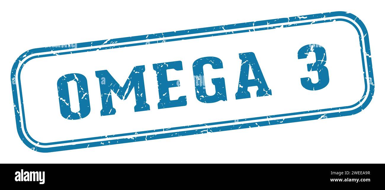 omega 3 stamp. omega 3 rectangular stamp isolated on white background ...