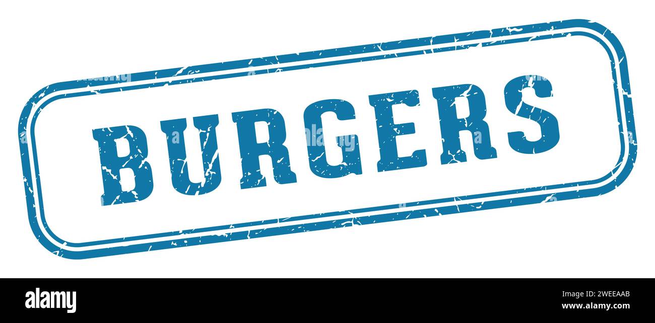 burgers stamp. burgers rectangular stamp isolated on white background ...