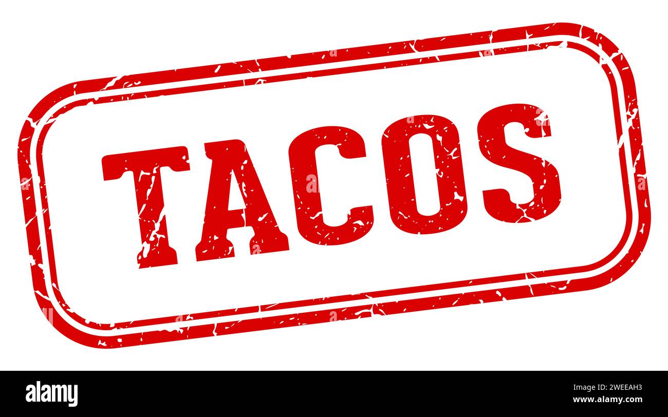 tacos stamp. tacos rectangular stamp isolated on white background Stock ...