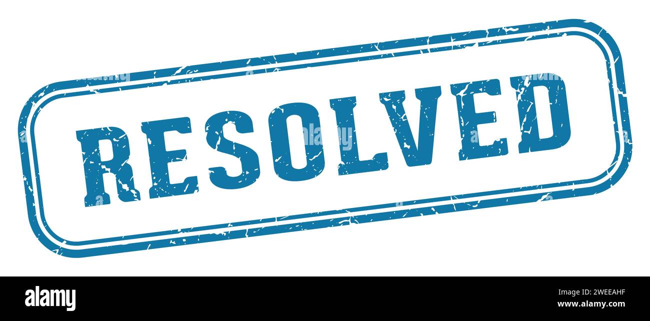 resolved stamp. resolved rectangular stamp isolated on white background ...