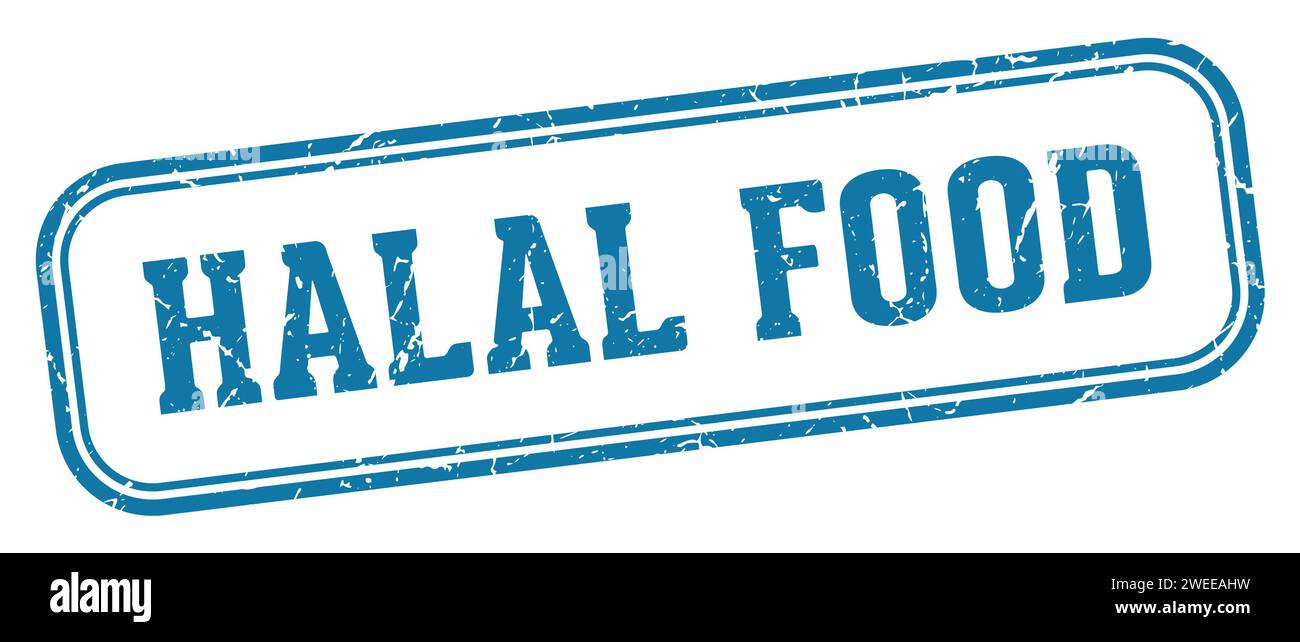 halal food stamp. halal food rectangular stamp isolated on white ...