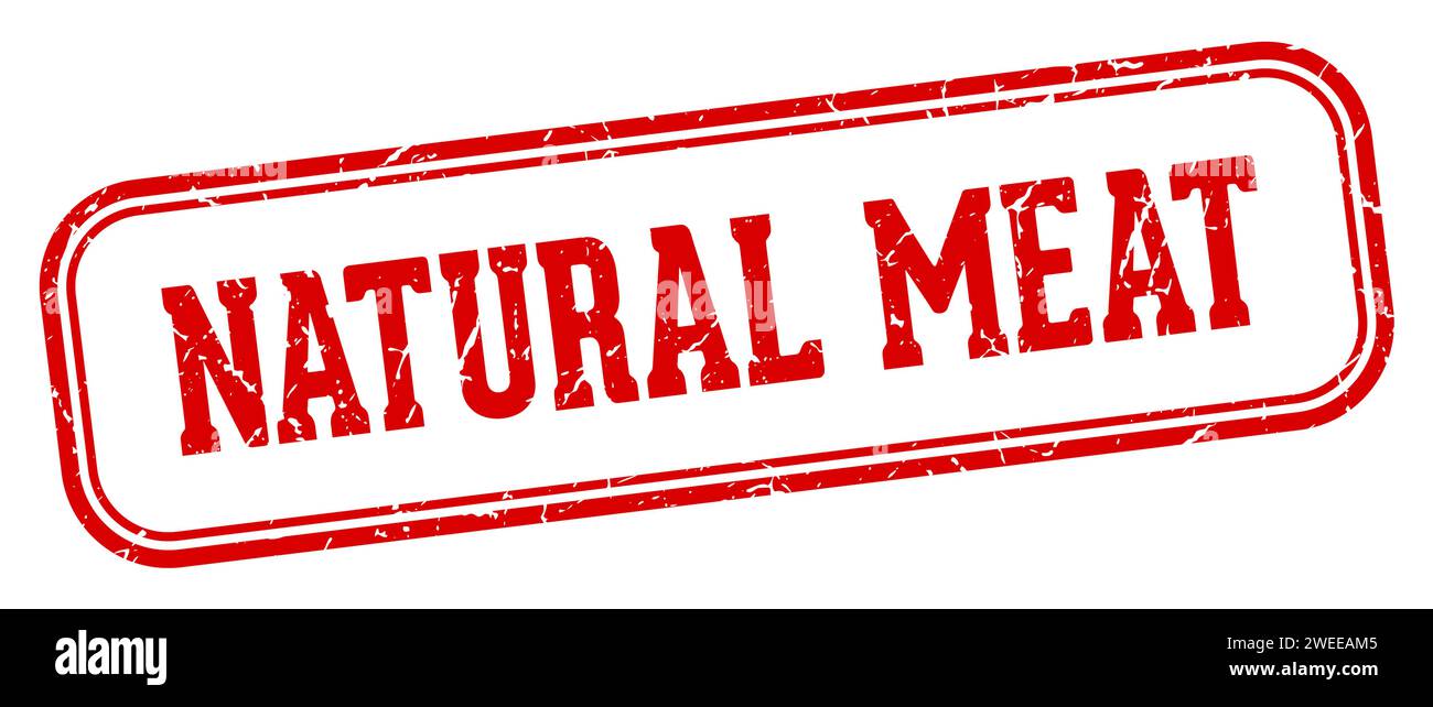 natural meat stamp. natural meat rectangular stamp isolated on white ...