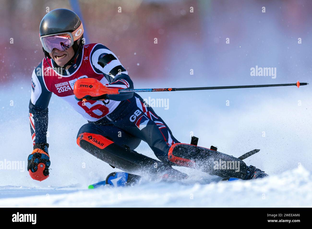 Britain's Zak Carrick-Smith competes on his way to win an alpine ski ...
