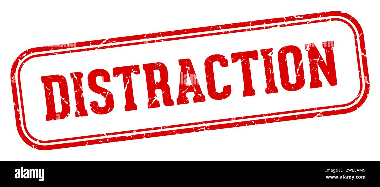 distraction stamp. distraction rectangular stamp isolated on white ...