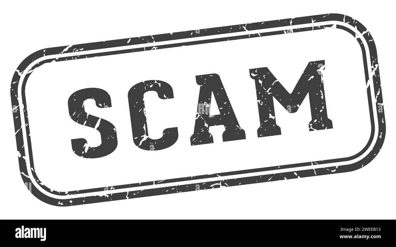 scam stamp. scam rectangular stamp isolated on white background Stock ...