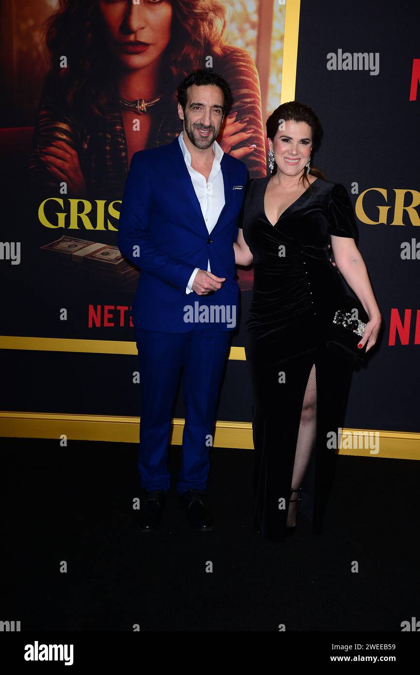 Miami Beach, USA. 23rd Jan, 2024. MIAMI BEACH, FLORIDA - JANUARY 23: Alberto Mateo (L) and guest ...