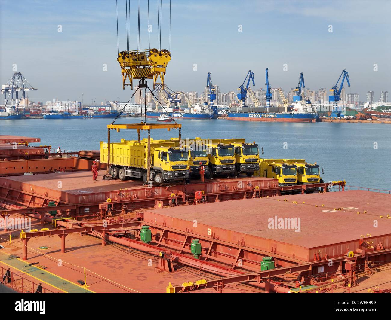 YANTAI, CHINA - JANUARY 25, 2024 - Engineering vehicles exported to ...