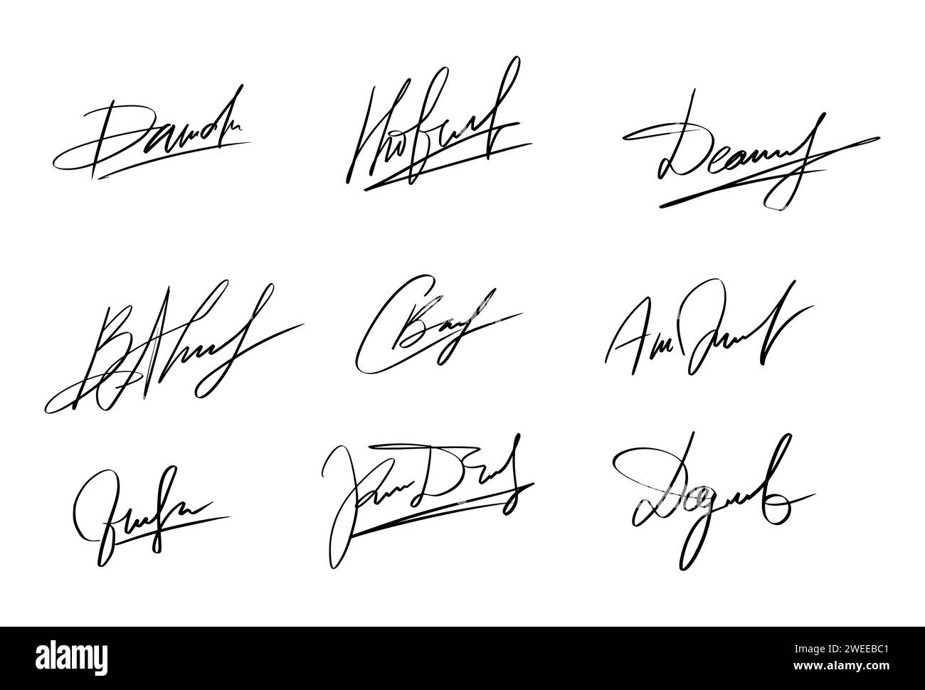 Handwriting Autograph set. Personal fictitious signature calligraphy ...