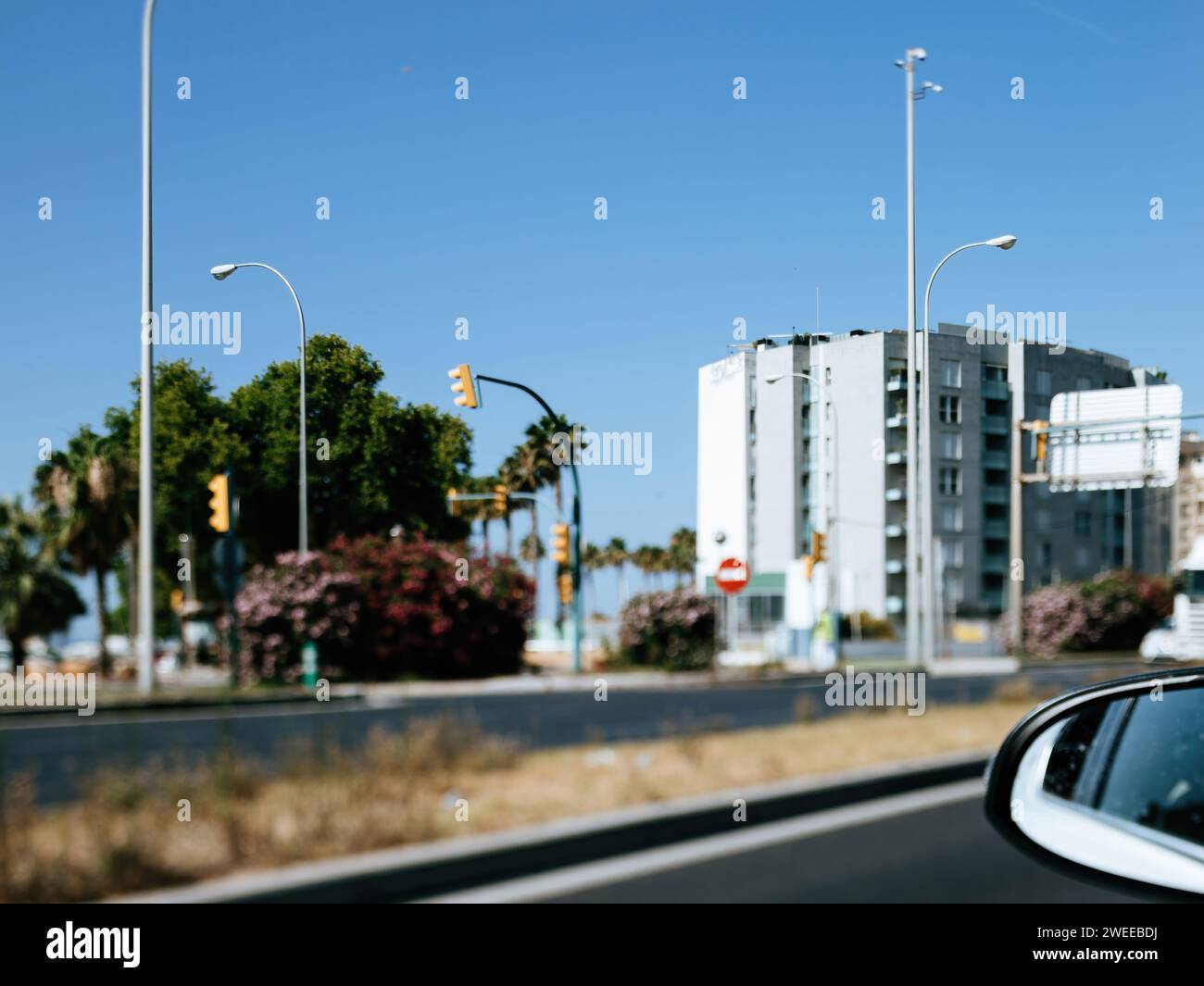 A unique tilt-shift lens capture of Av. de Gabriel Roca, featuring cars ...