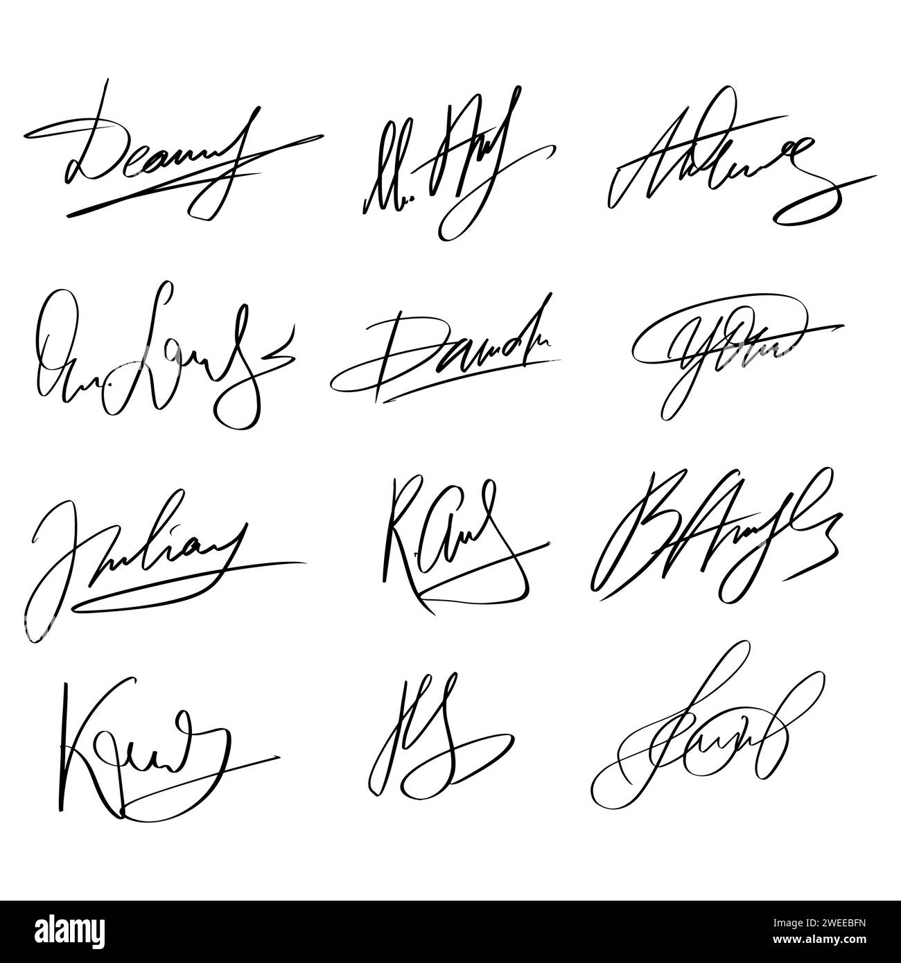 Handwriting Autograph set. Personal fictitious signature calligraphy ...