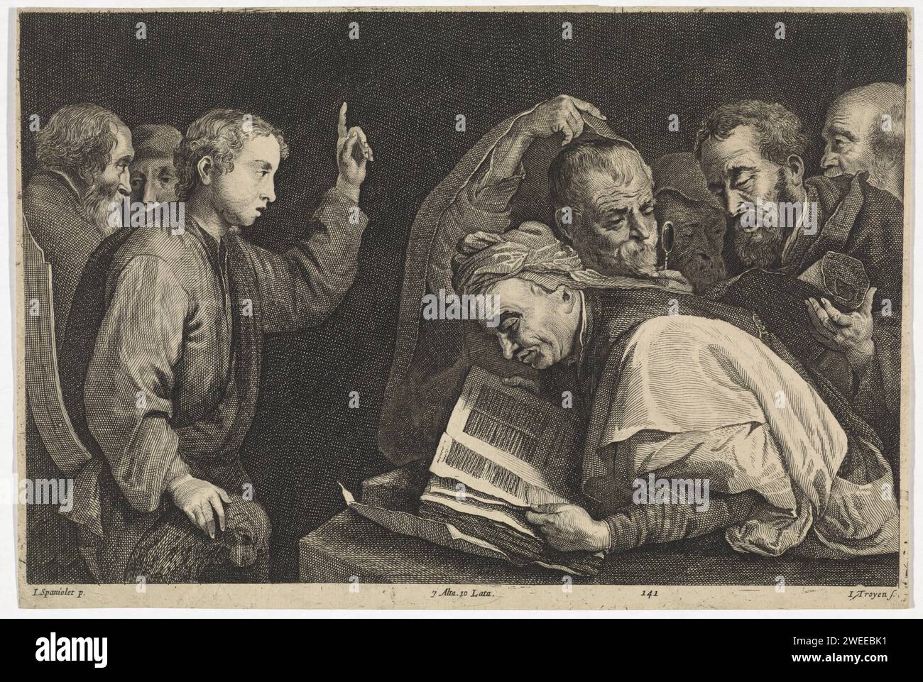 Twelve years old in the temple, Jan van Troyen, after David Teniers (II ...