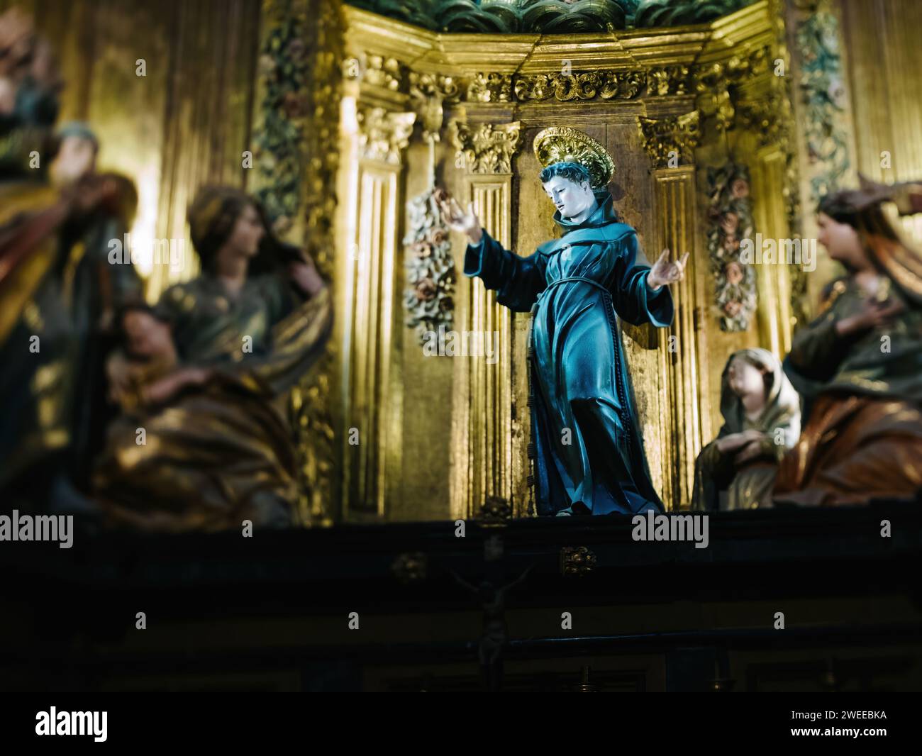 A beautiful photo of a statue of the Virgin Mary amidst a collection of ...