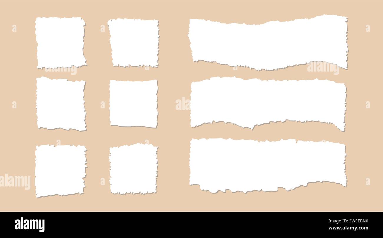 Jagged torn paper set. Black shape ripper and strip. Texture grunge ...