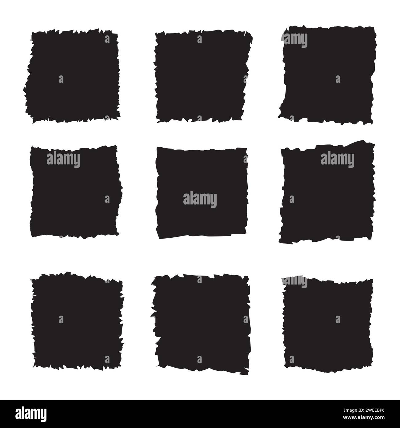 Jagged edge rectangle shapes, frames. Torn paper cut piece collection ...