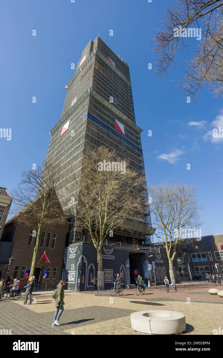 The Dom Tower in the Dutch city of Utrecht covered in scaffolding ...