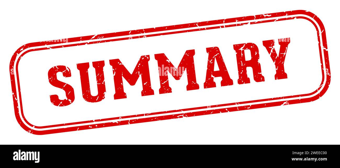 summary stamp. summary rectangular stamp isolated on white background ...