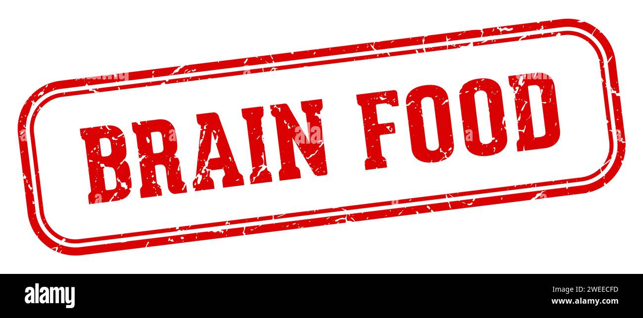 brain food stamp. brain food rectangular stamp isolated on white ...