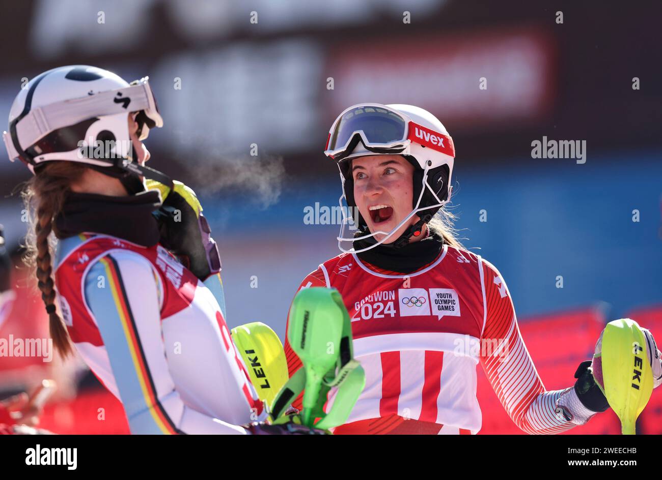 Jeongseon, South Korea. 25th Jan, 2024. Shaienne Zehnder (R) of ...