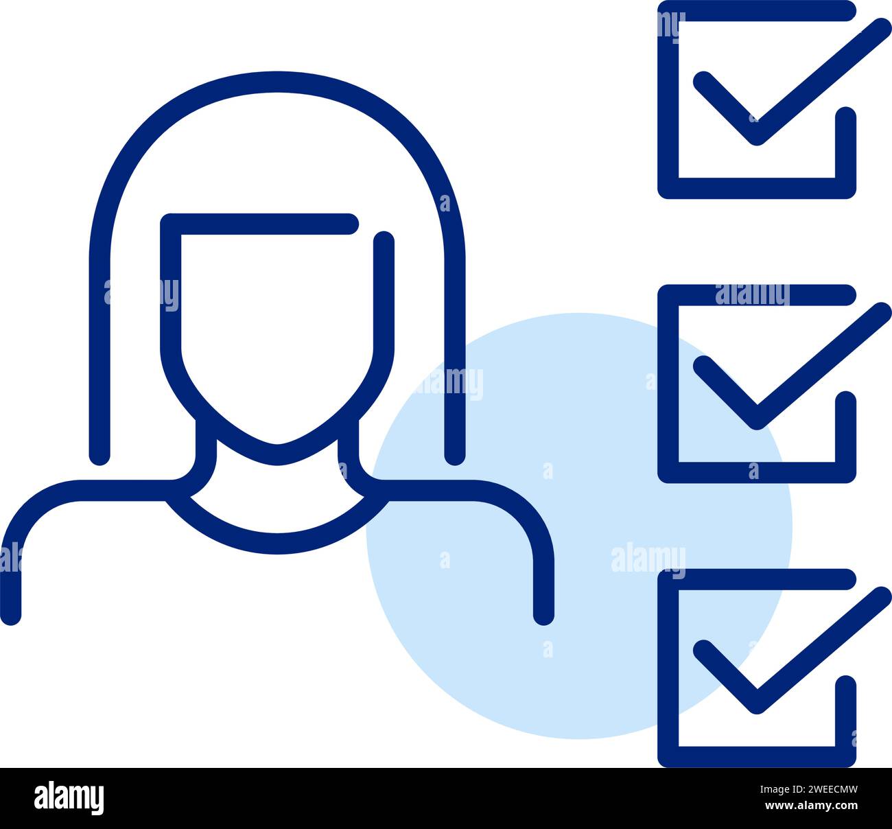 User profile with check marks. Job candidate meeting all requirements ...