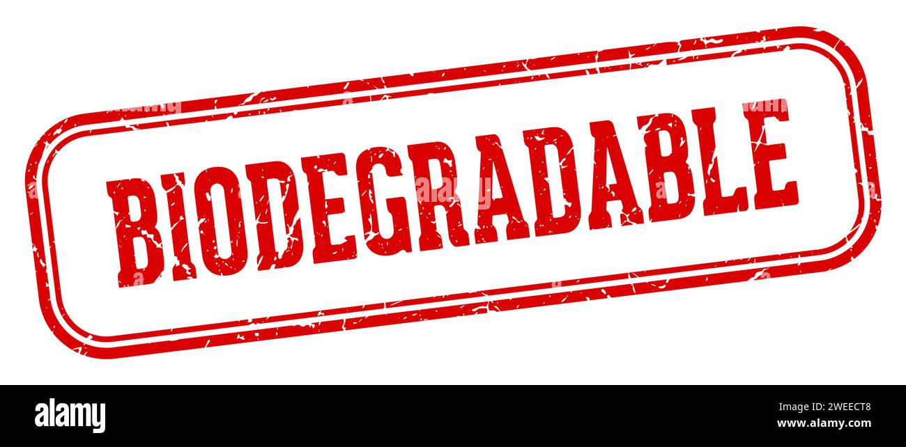 biodegradable stamp. biodegradable rectangular stamp isolated on white ...