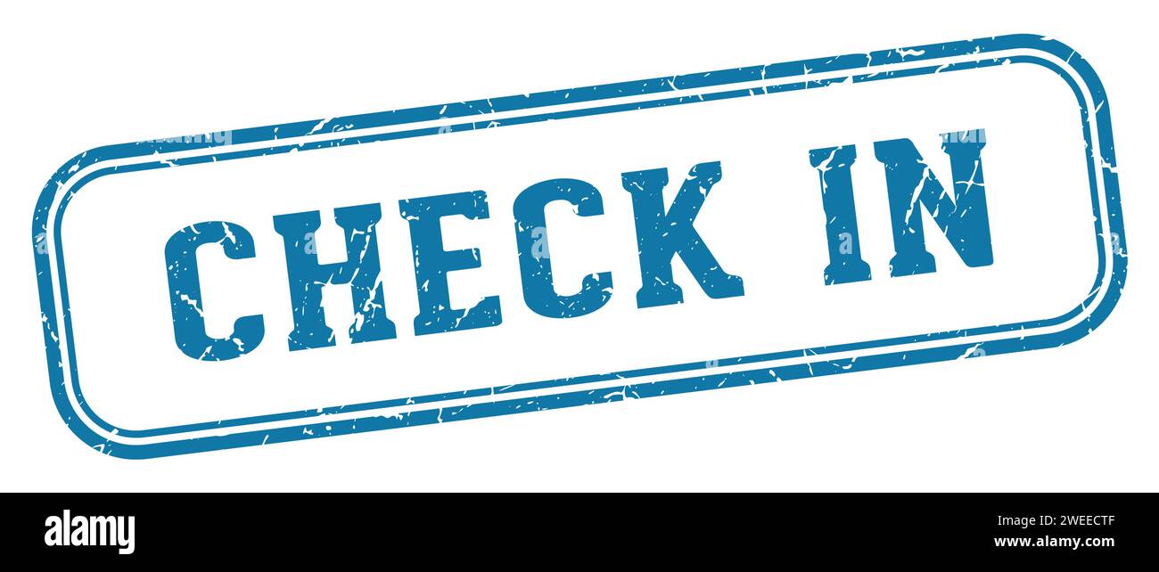 check in stamp. check in rectangular stamp isolated on white background ...