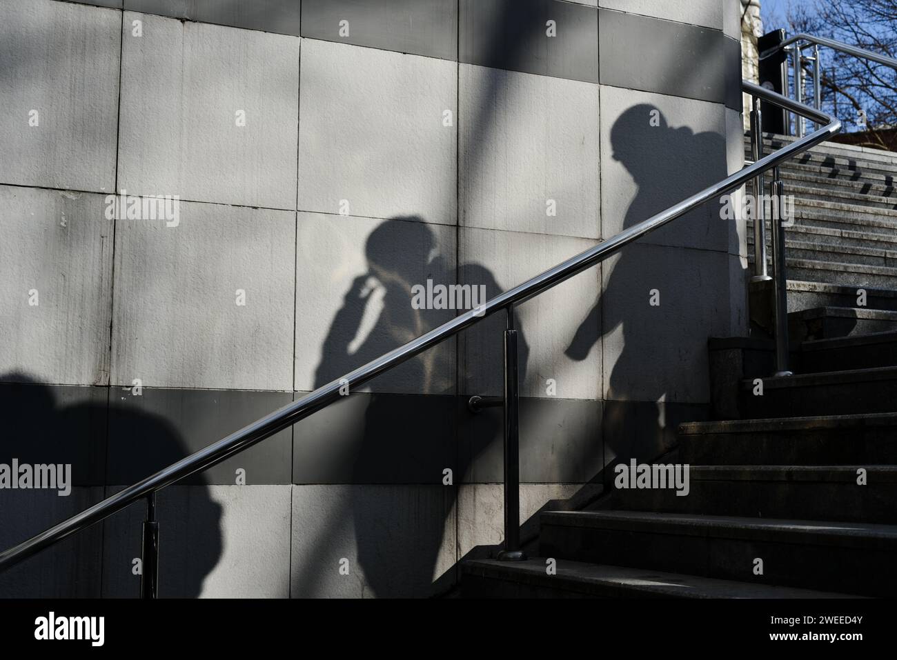 Handrail coming down hi-res stock photography and images - Alamy