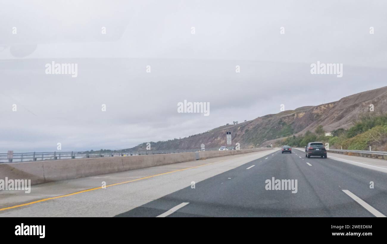 Gloomy Winter Drive by Rincon Beach, Highway 101 Stock Photo - Alamy