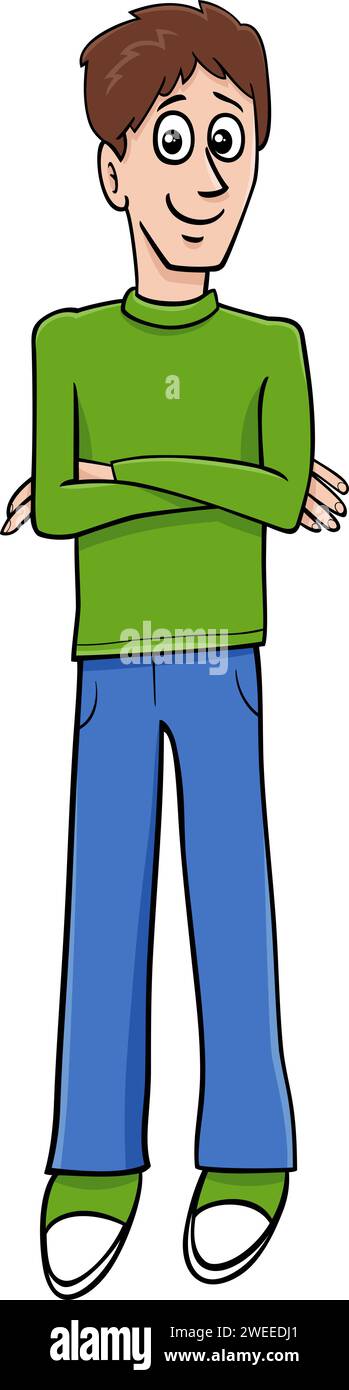 Cartoon illustration of young man or boy comic character Stock Vector ...