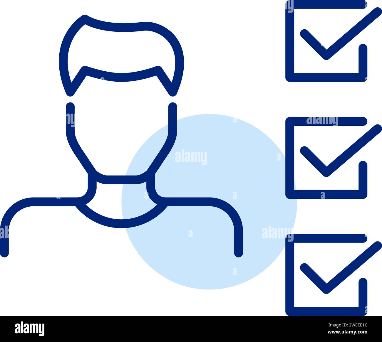 User profile with check marks. Job candidate meeting all requirements ...