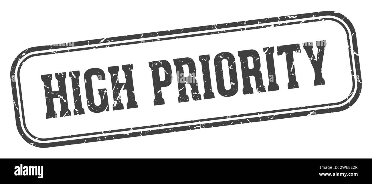 high priority stamp. high priority rectangular stamp isolated on white ...