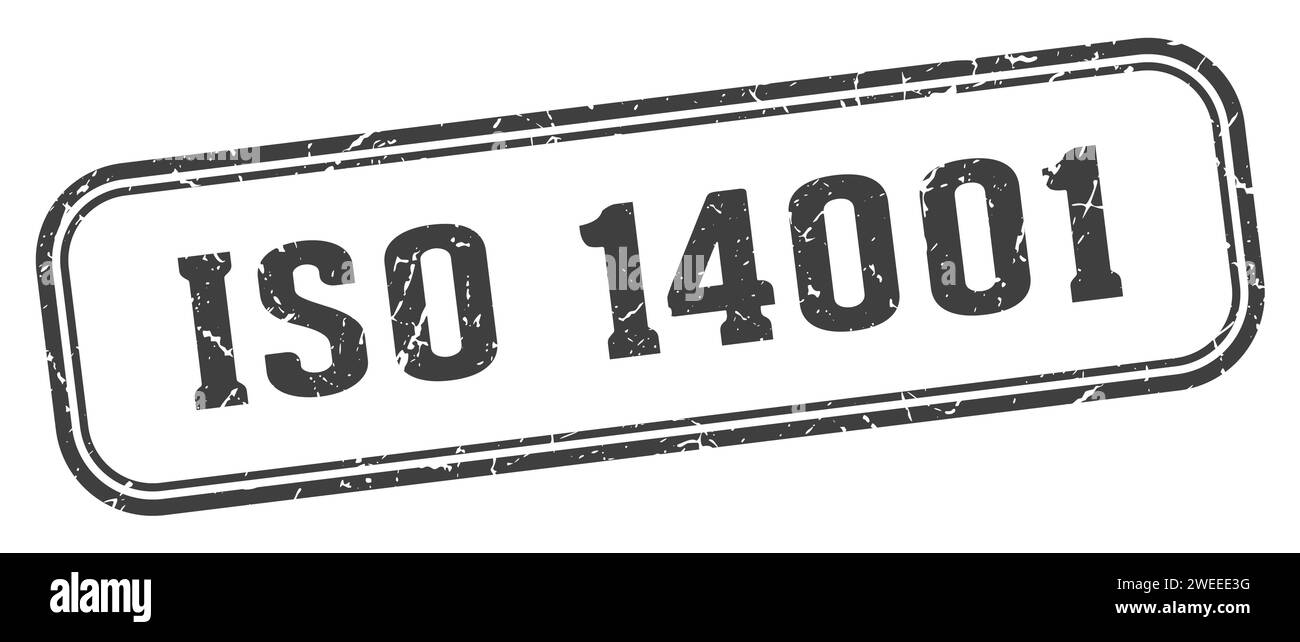 iso 14001 stamp. iso 14001 rectangular stamp isolated on white ...