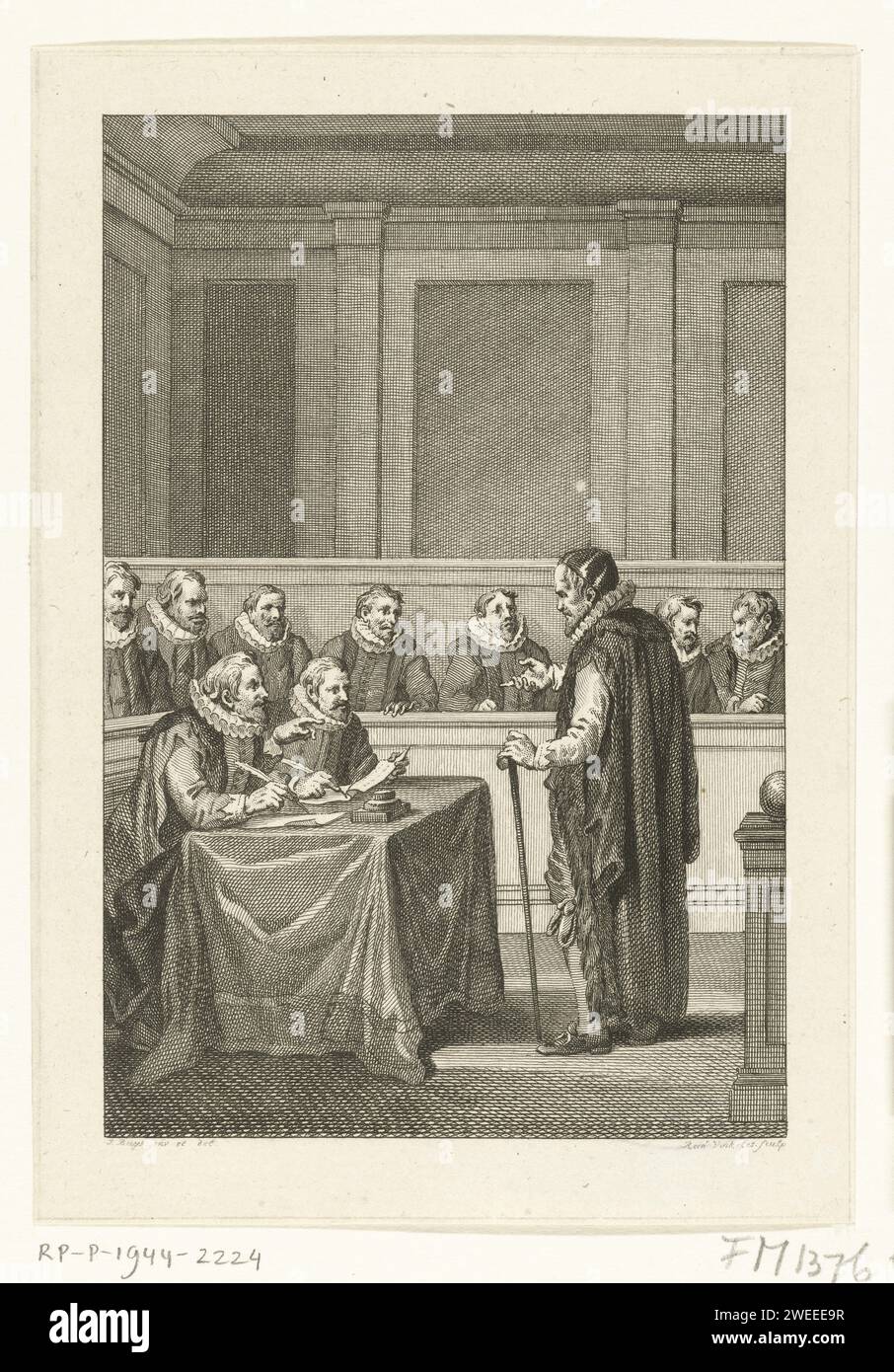 Johan van Oldenbarnevelt appears for his judges, 1619, Reinier Vinkeles ...