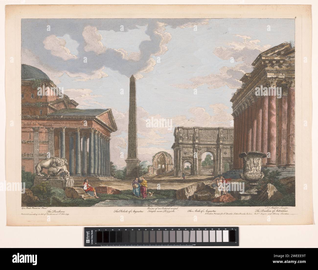 View of the ruins of the Pantheon, the arch of Constantijn and other ...