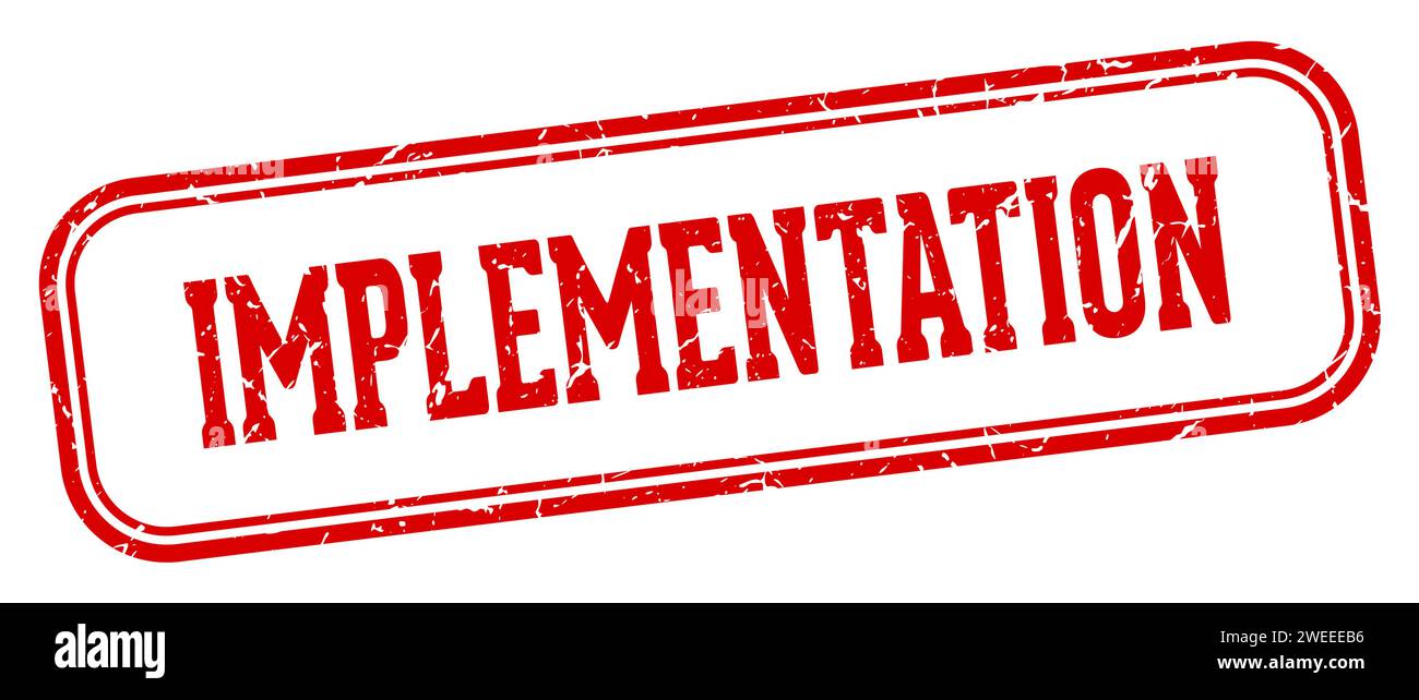 implementation stamp. implementation rectangular stamp isolated on ...