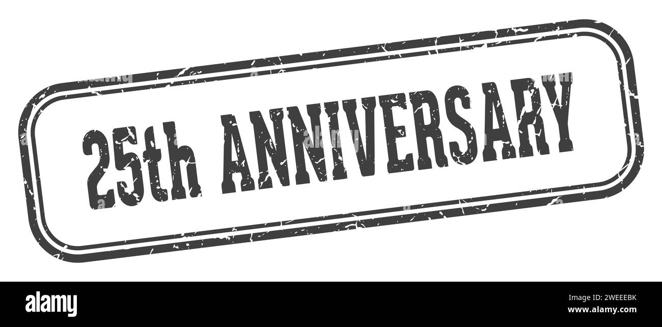25th anniversary stamp. 25th anniversary rectangular stamp isolated on ...