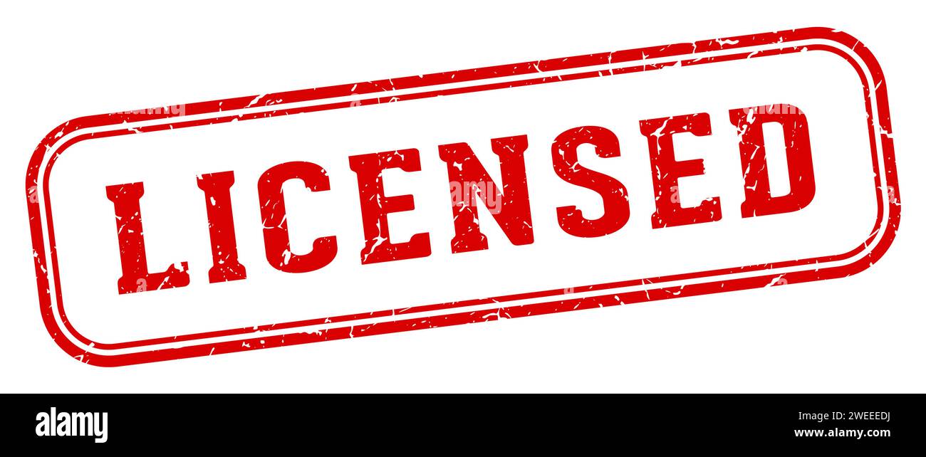 licensed stamp. licensed rectangular stamp isolated on white background ...