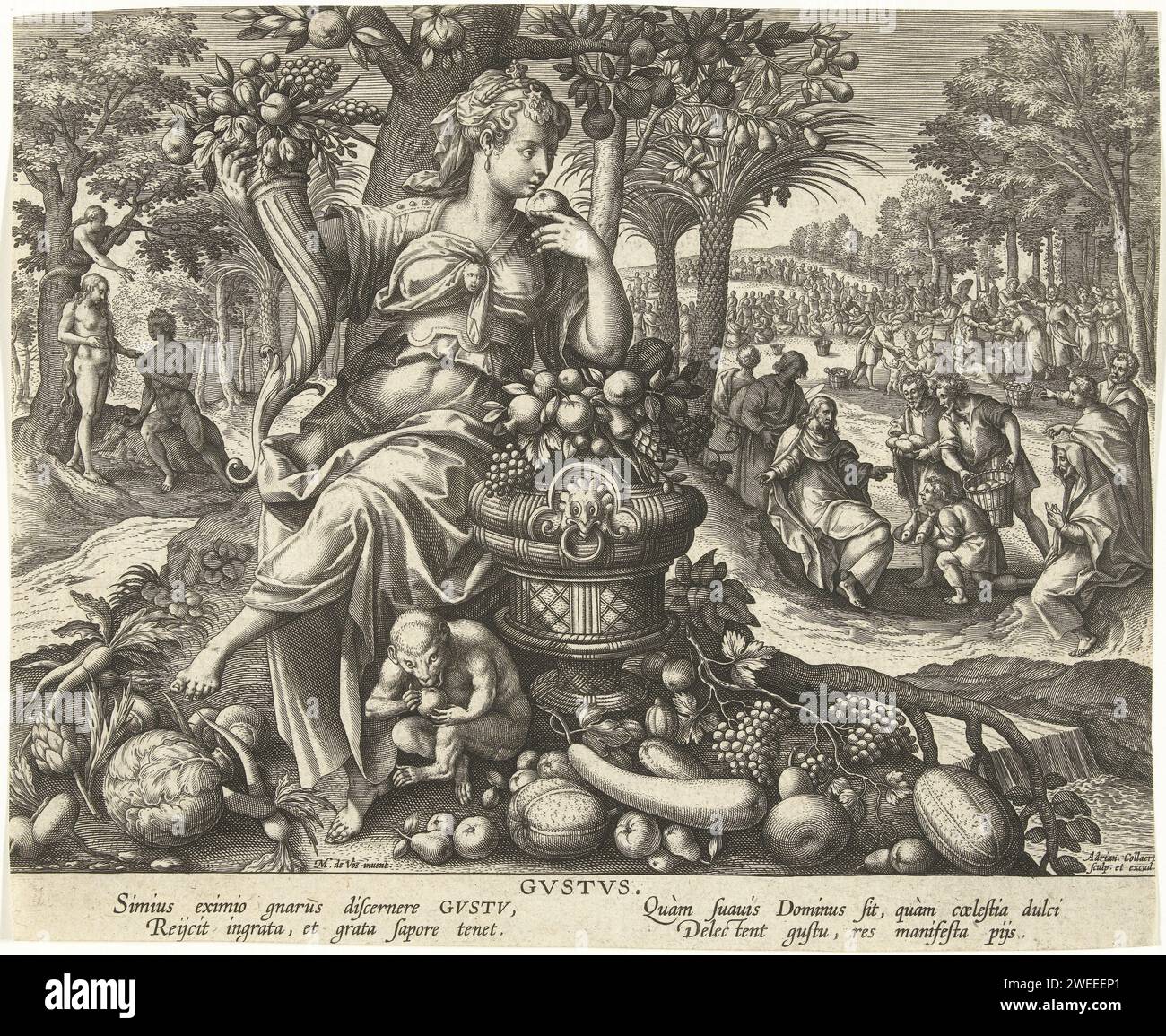 Taste, Adriaen Collaert, After Maerten de Vos, 1570 - 1618 print The ...