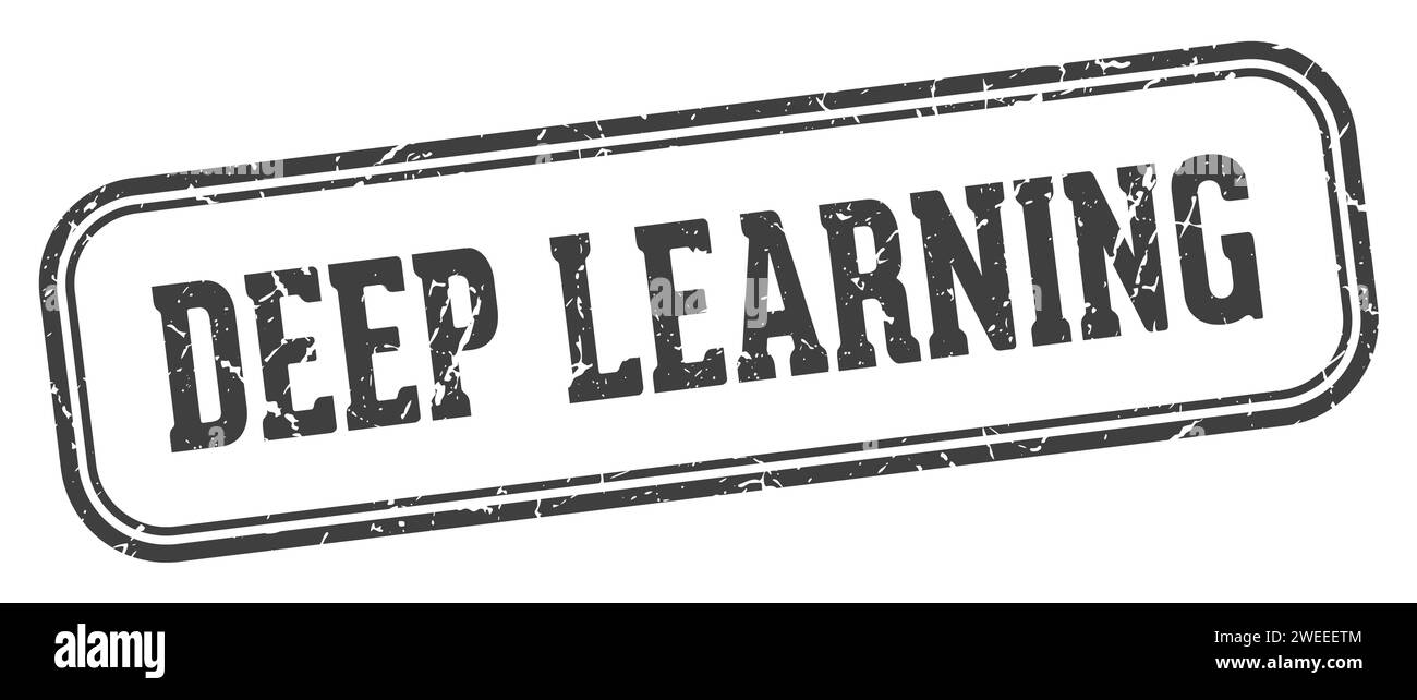 deep learning stamp. deep learning rectangular stamp isolated on white ...