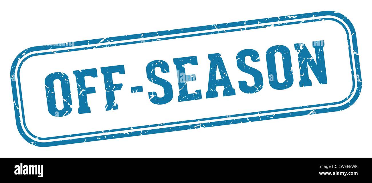 off-season stamp. off-season rectangular stamp isolated on white ...