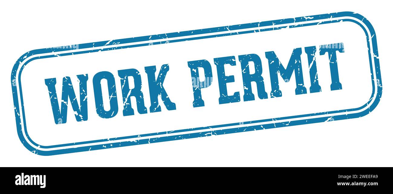 work permit stamp. work permit rectangular stamp isolated on white ...