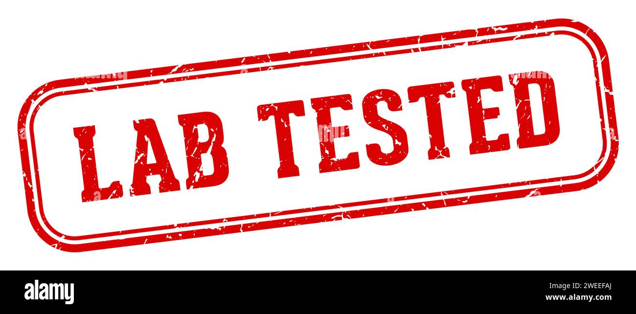 lab tested stamp. lab tested rectangular stamp isolated on white ...