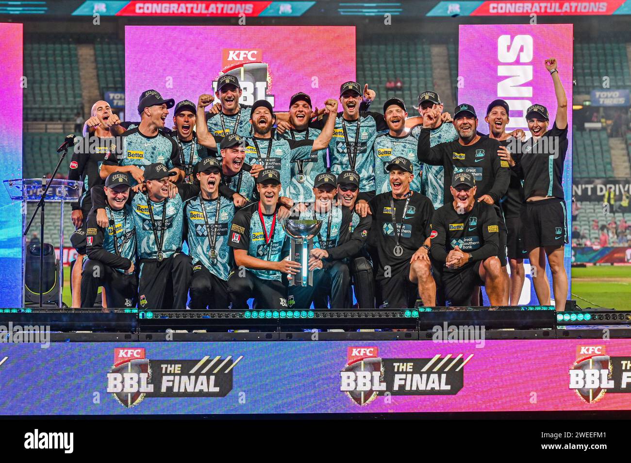 Brisbane Heat celebrate winning the KFC Big Bash League 13 title after ...