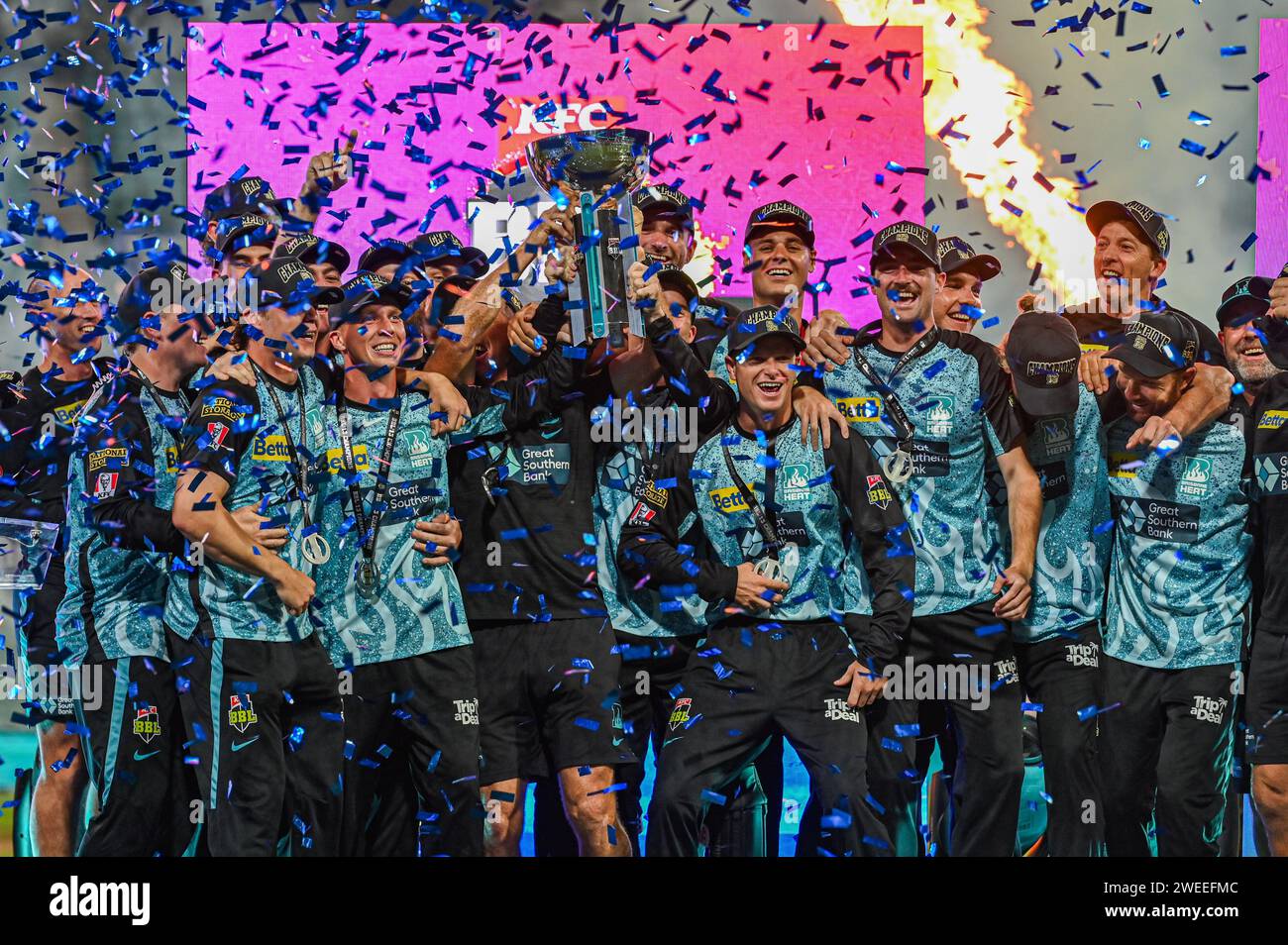 Brisbane Heat celebrate winning the KFC Big Bash League 13 title after ...