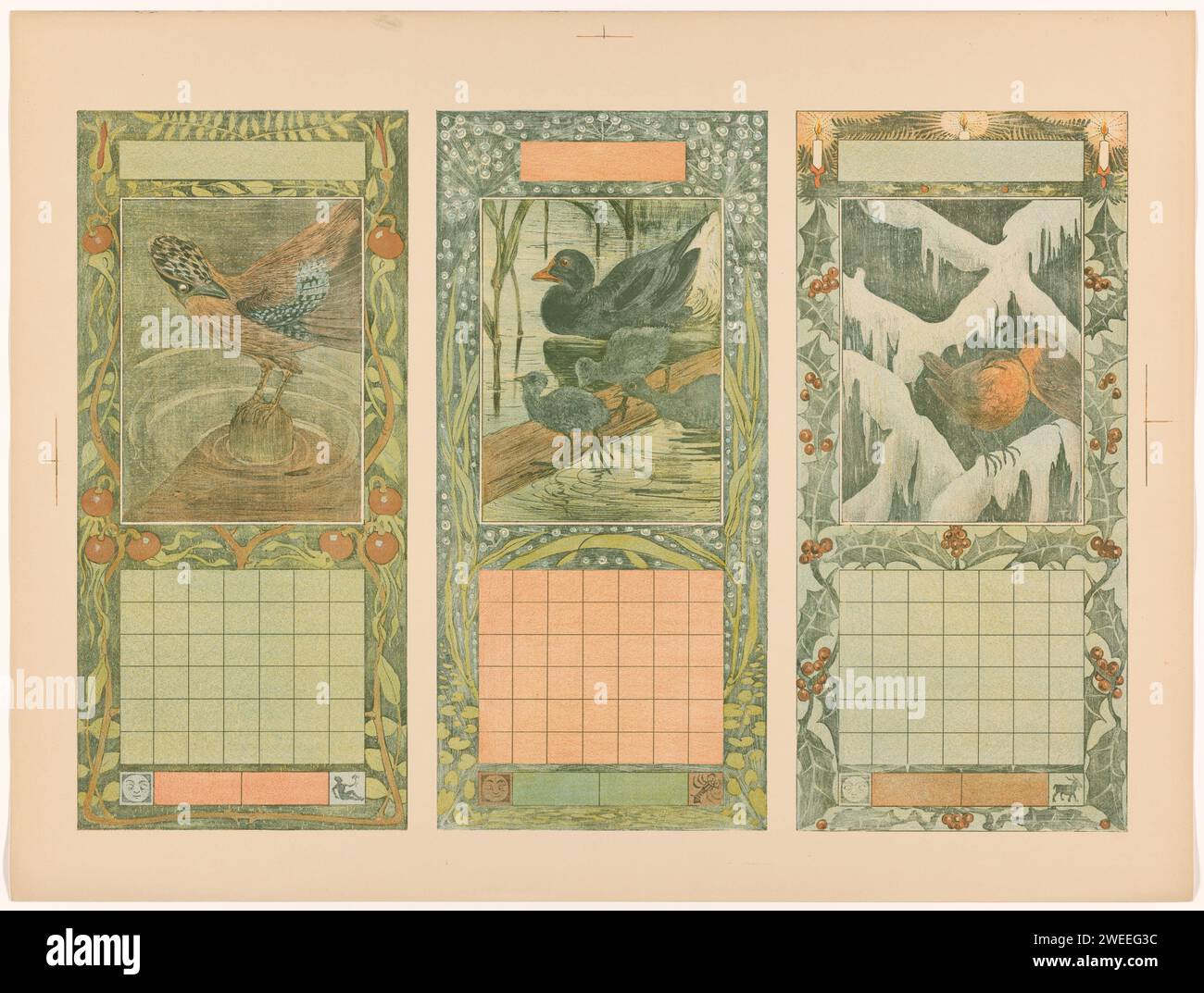 Calendars for August, June and December 1904, Theo van Hoytema, 1904 ...