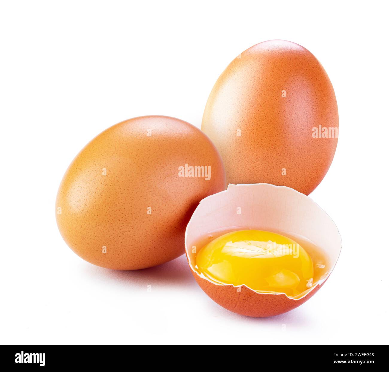 chicken eggs and half in a group isolated white background Stock Photo ...