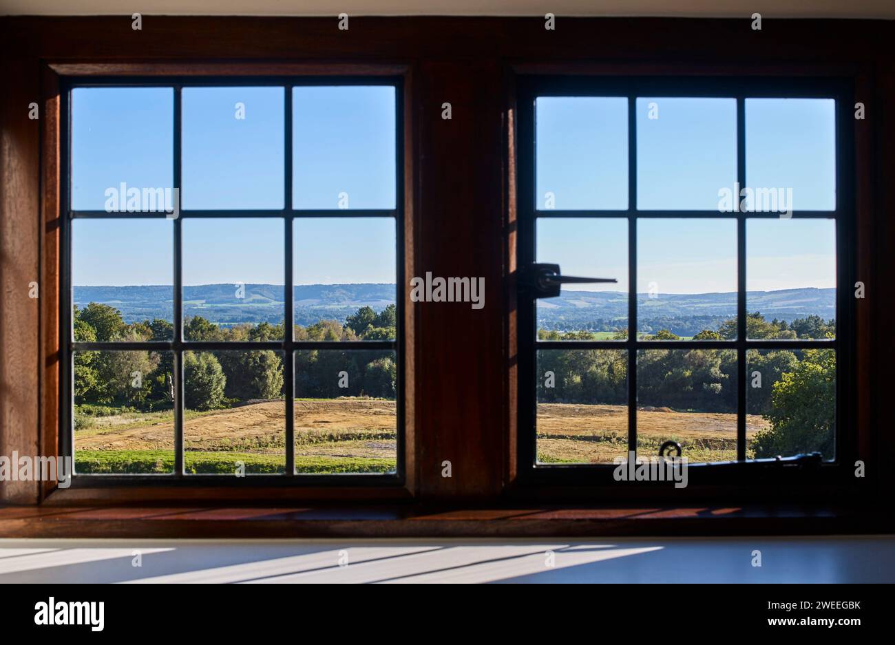 View of countryside through vintage window Stock Photo - Alamy