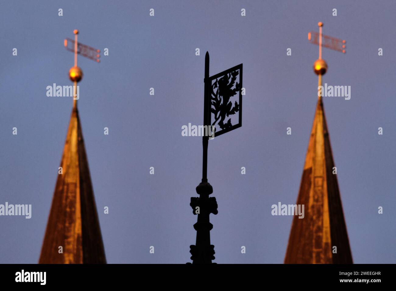 Brunswick, Germany. 02nd Nov, 2023. The towers of the Evangelical ...